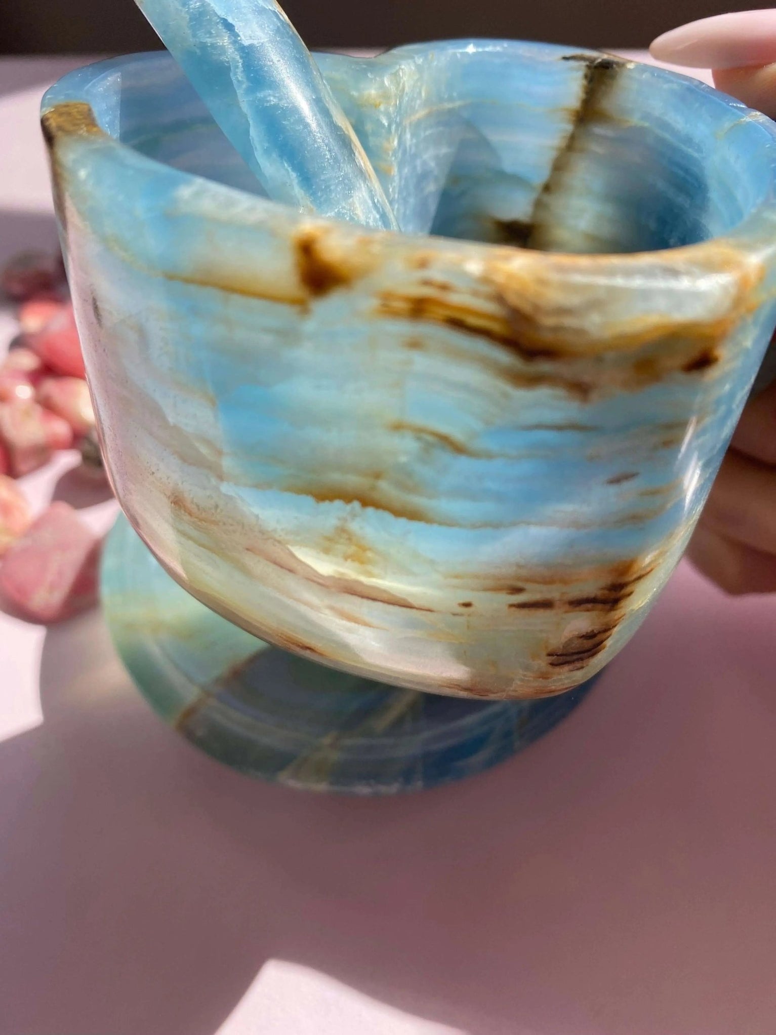 Lemurian Calcite (Blue Onyx) Tea Cups Set